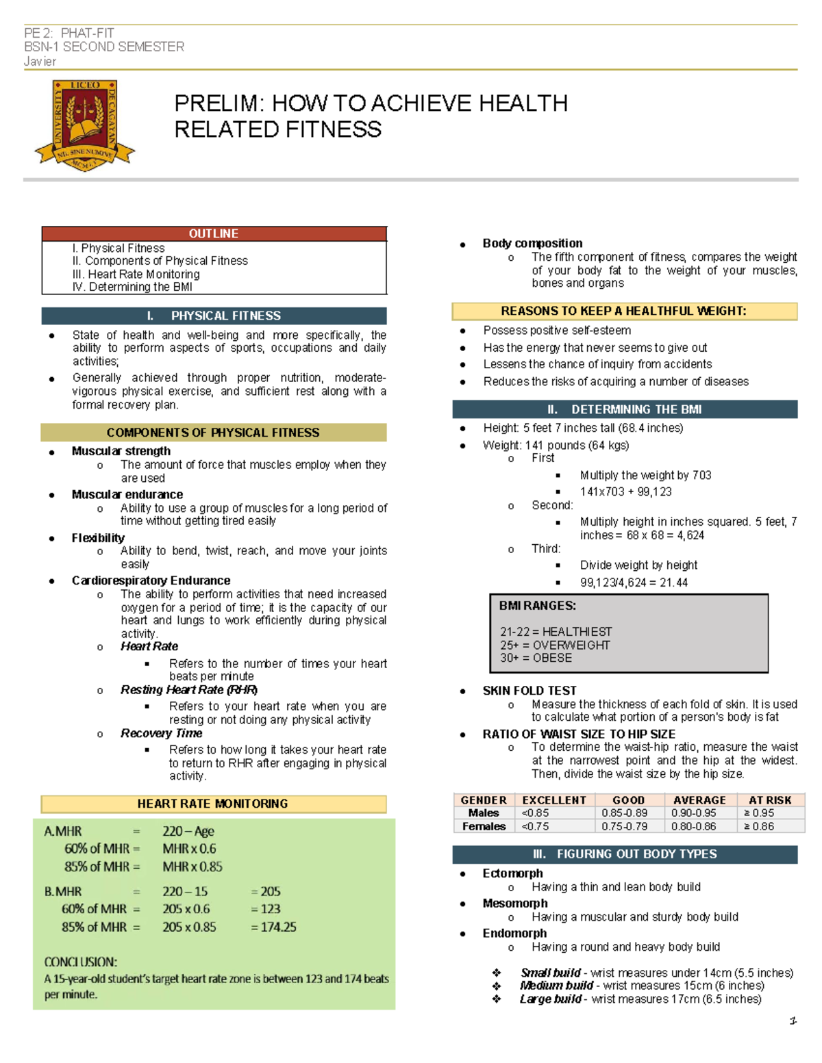 PE-2- Prelim- HOW Toachieve Health Related Fitness - PE 2: PHAT-FIT BSN ...