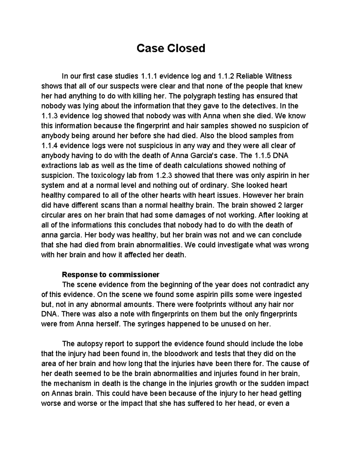 Biomed 1.2.5 - djkshfjsklfdhfklfksl - Case Closed In our first case ...