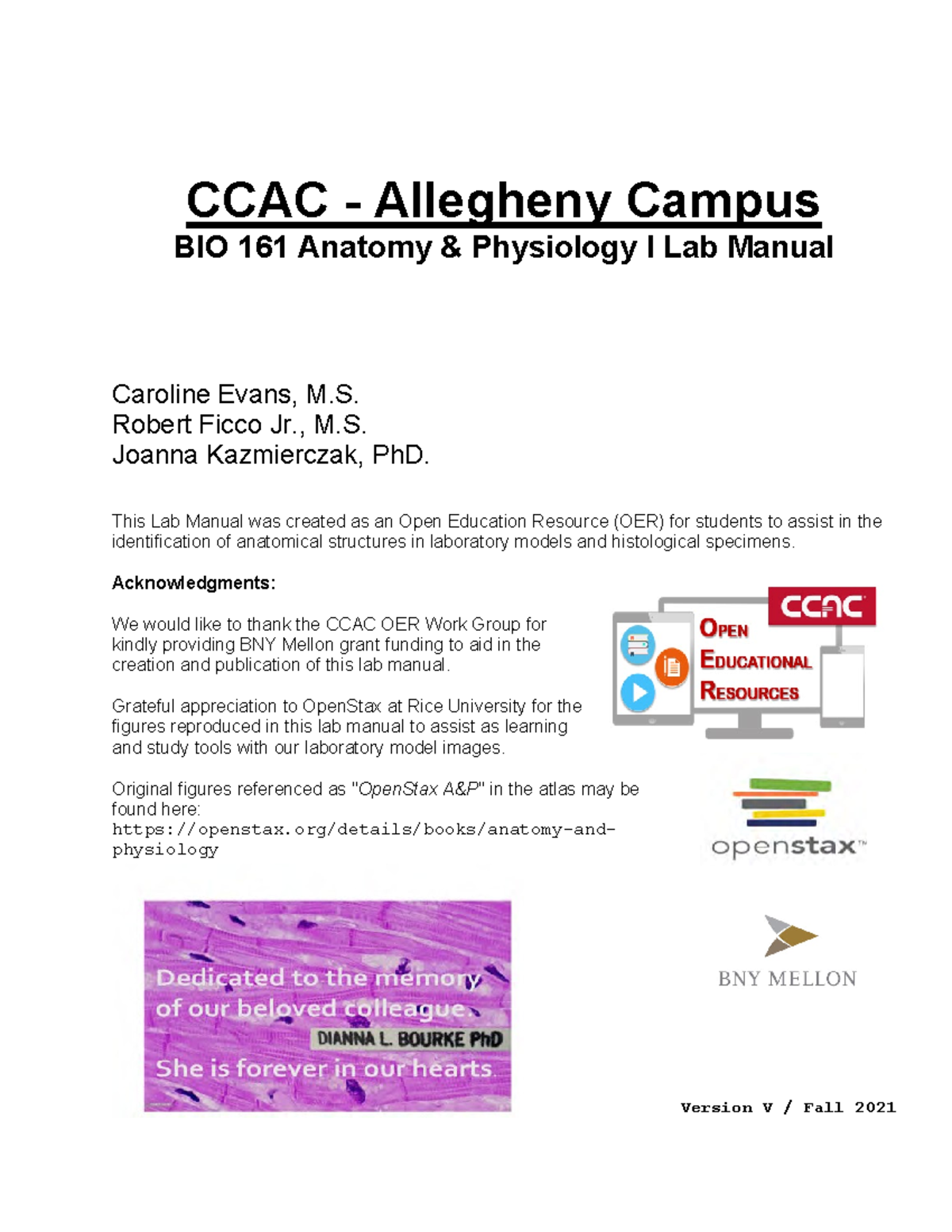 A&p lab manual - CCAC - Allegheny Campus BIO 161 Anatomy & Physiology I ...