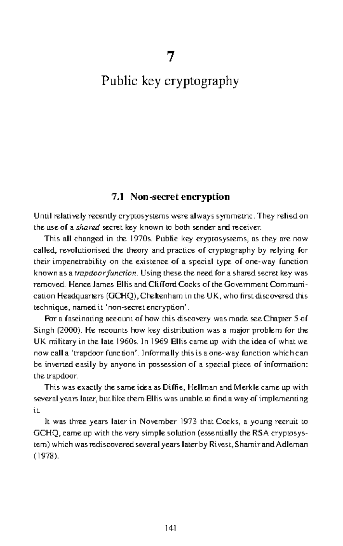 Theory project - 7 Public key cryptography 7 Non-secret encryption ...