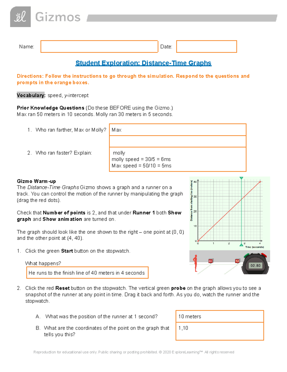 1A3 Lab1 Interpreting - 10060076.3 Lab #1 Distance and Time Gizmo - Google Docs - Name: Date ...