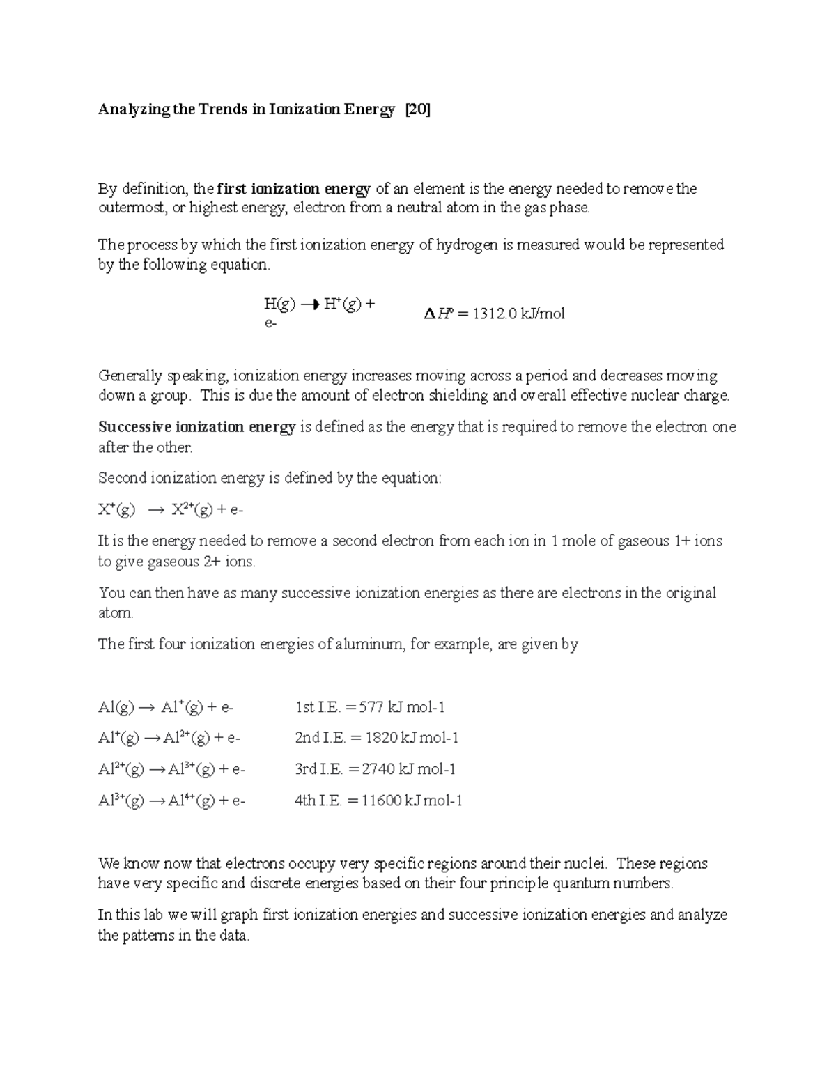 Analyzing the Trends in Ionization Energy e Learning 2023 - Analyzing ...