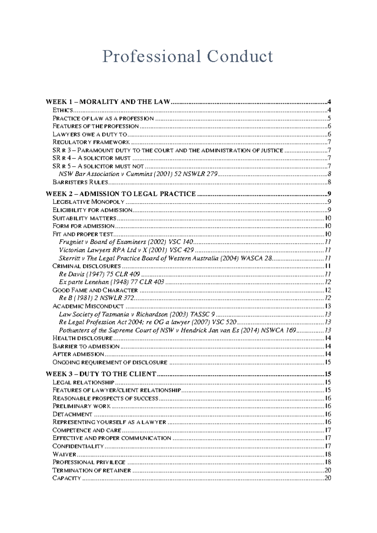 Professional Conduct - Professional Conduct WEEK 1 – MORALITY AND THE ...