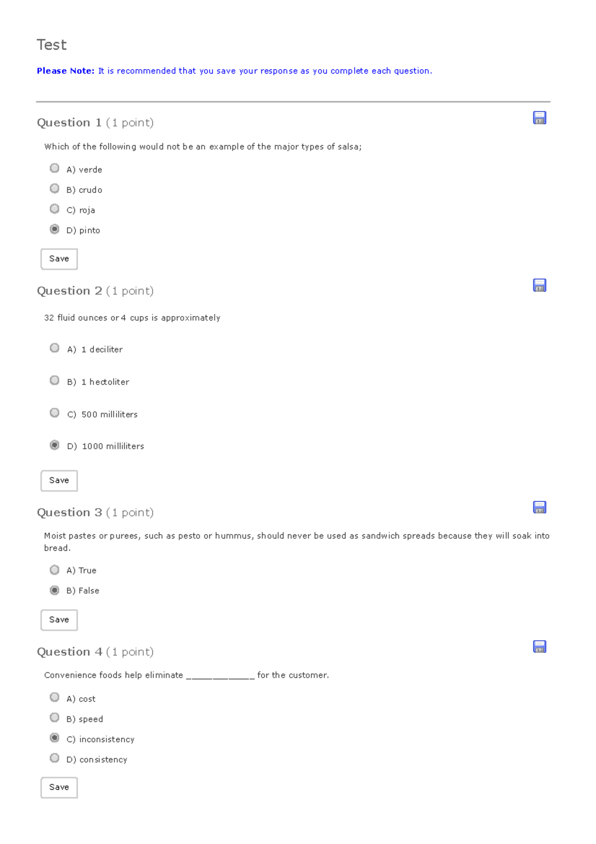 Test Questions on Food and Beverage Service - Studocu