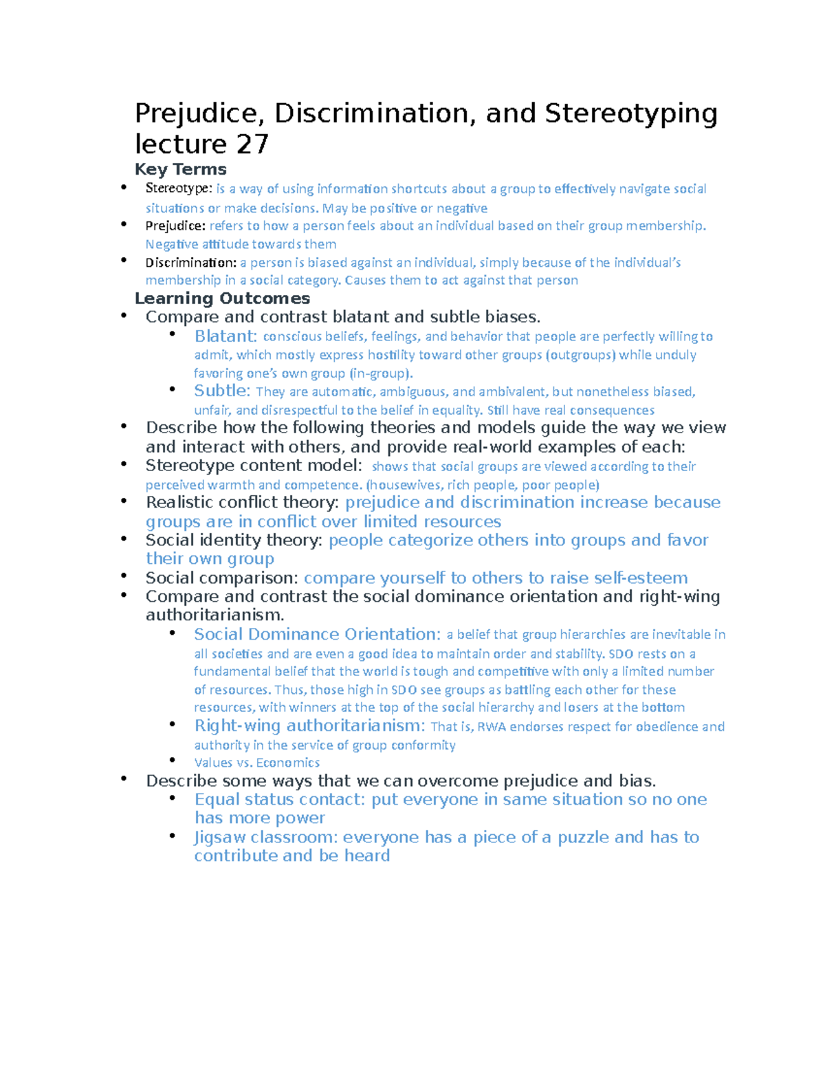 Prejudice 27 - Lecture notes 27 - Psych 111 - BYU - Studocu
