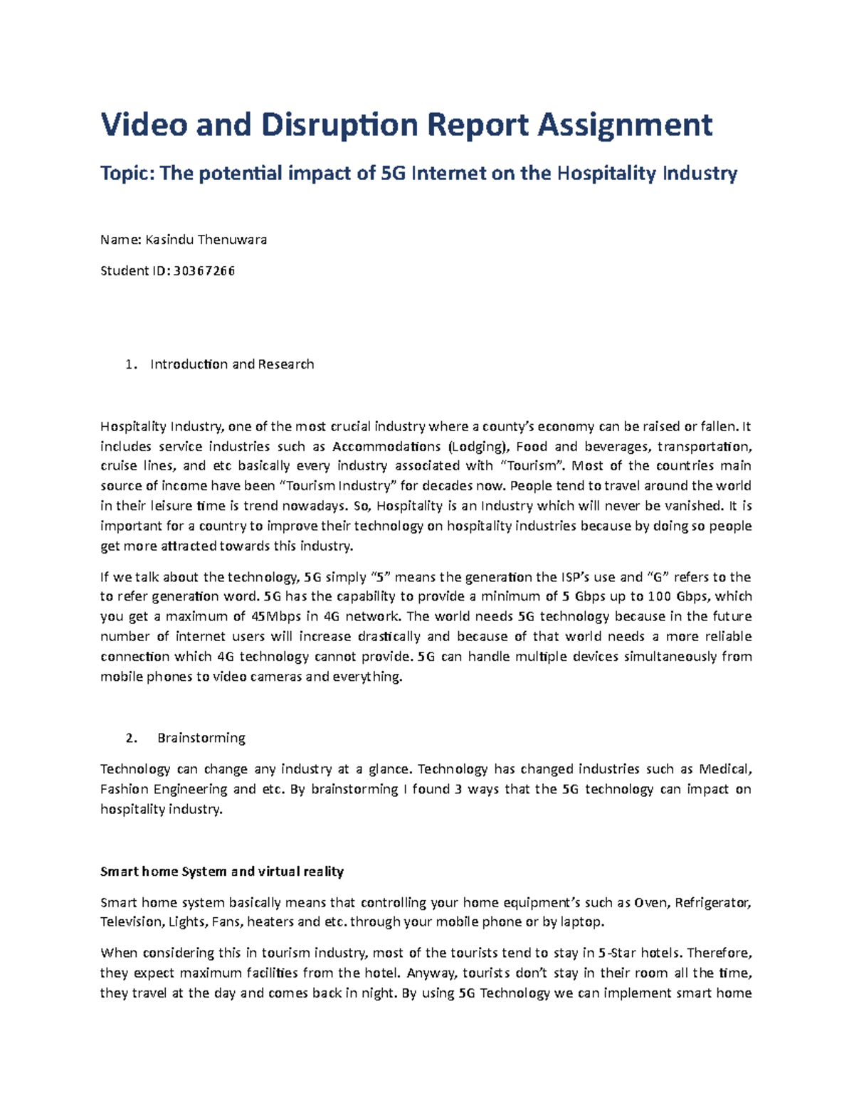 Video and Disruption Report Assignment - Introduction and Research ...