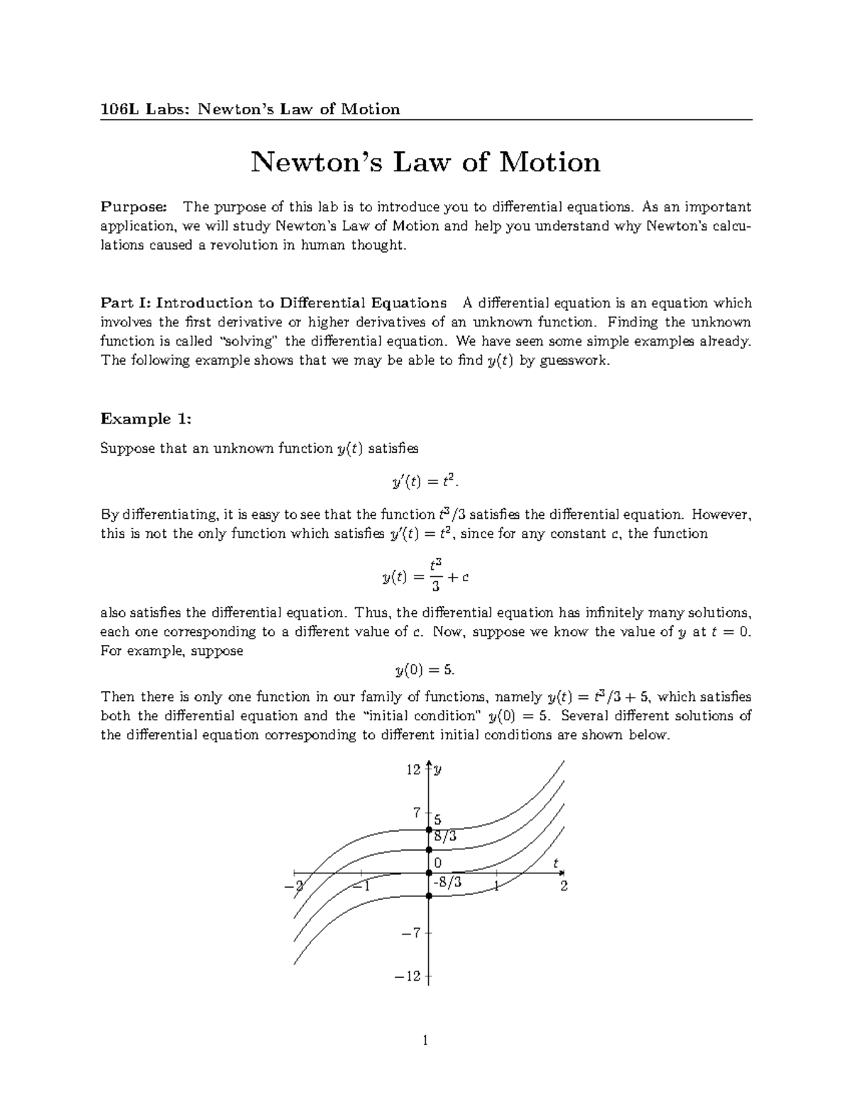 Lab3.Newtons law of motion - 106L Labs: Law of Motion Law of Motion ...