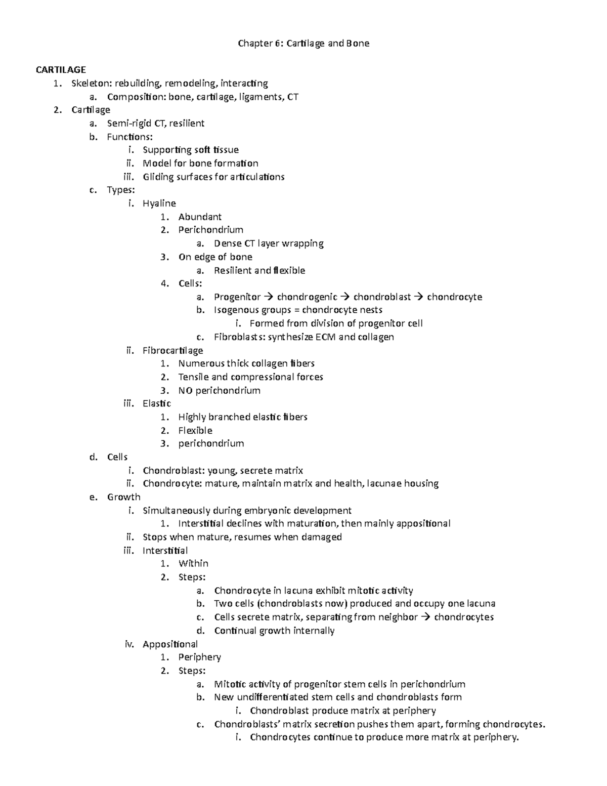 Chapter 6 Highlights - Chapter 6: Cartilage and Bone CARTILAGE Skeleton ...
