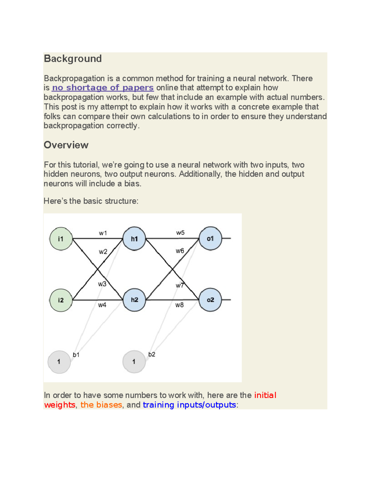 Backpropagation - Background Backpropagation is a common method for ...