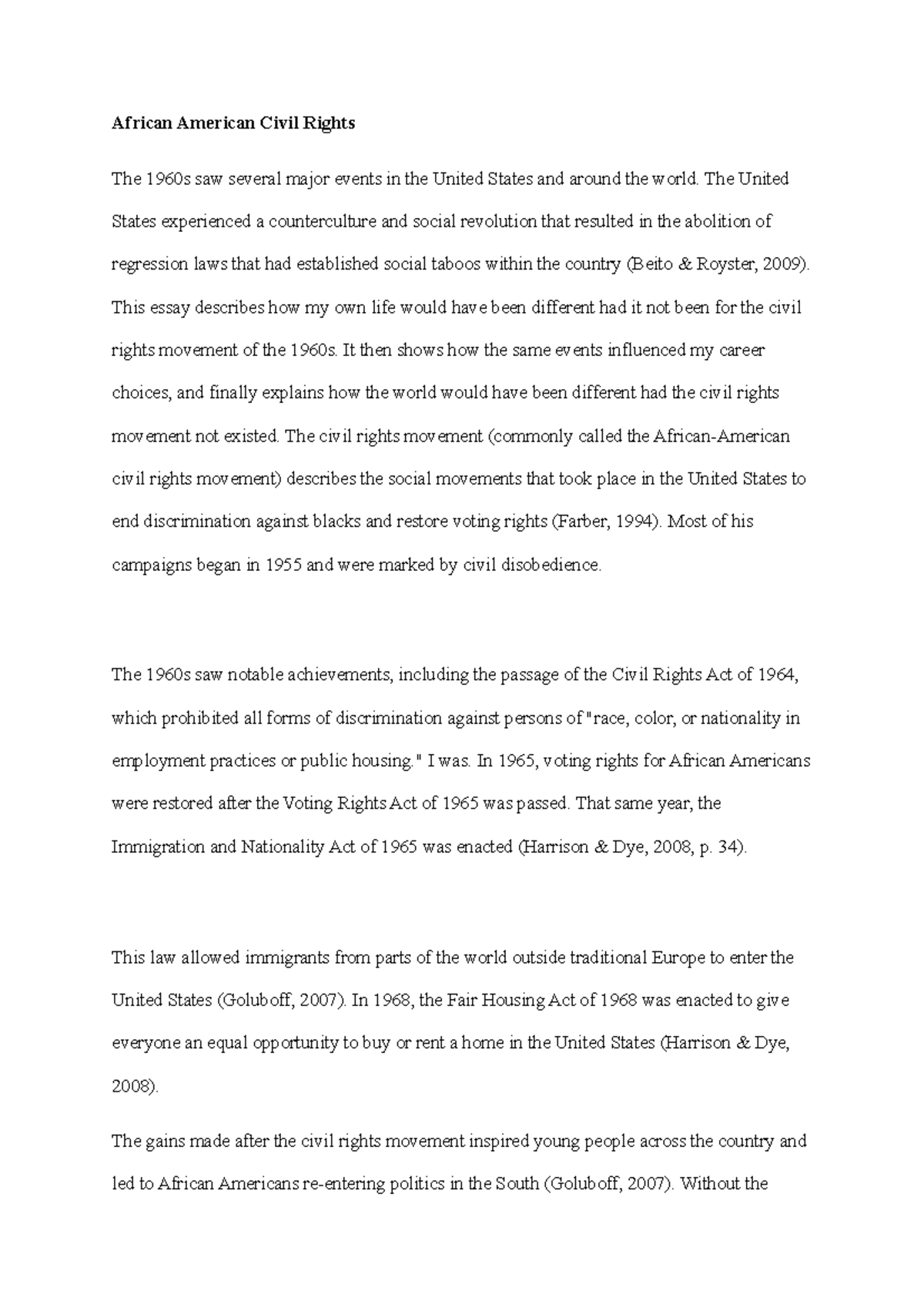 African American Civil Rights - The United States experienced a ...