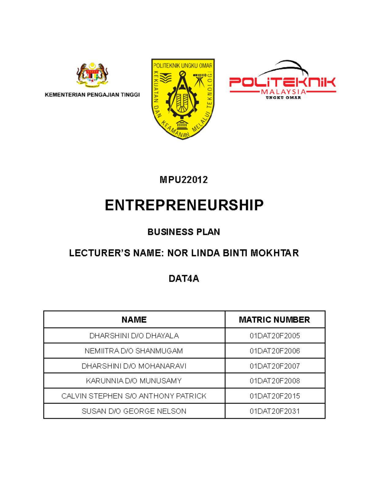 F2005 ,F2006 ,F2007 ,F2008 ,F2015 ,F2031 - MPU ENTREPRENEURSHIP ...