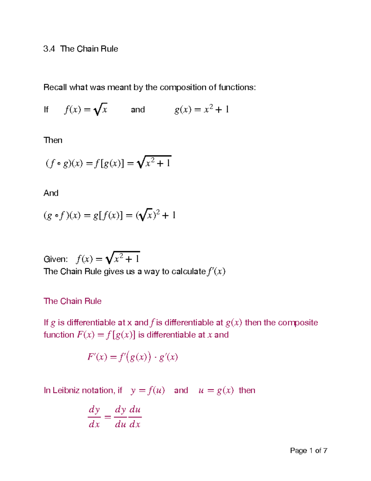 Chapter 3.4 - the chain rule - 3 The Chain Rule Recall what was meant ...