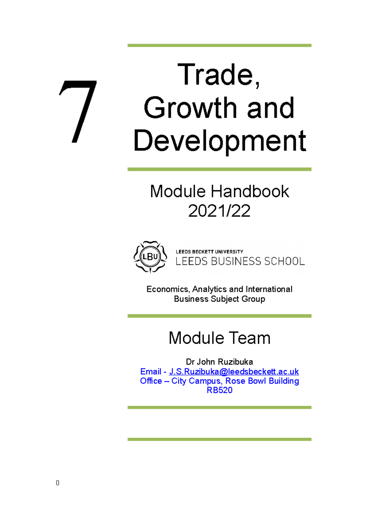 Trade Growth and Development Module Handbook 2021 2022 - 7 Trade ...