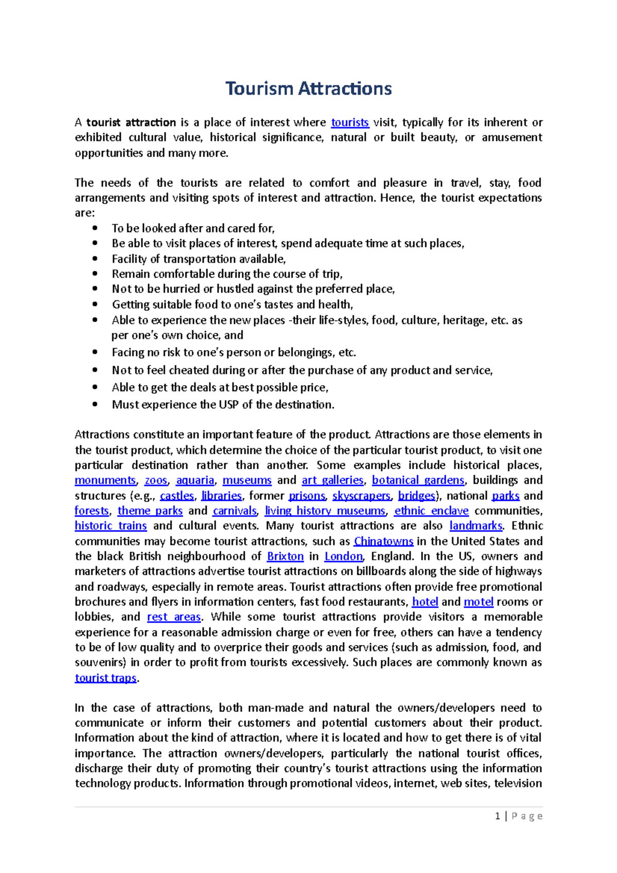 Tourist Attractions - Tourism Attractions A tourist attraction is a ...