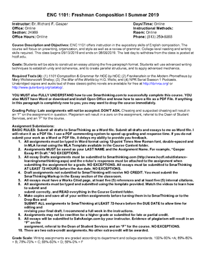 ENC 1101 English Composition I - HCC - StuDocu