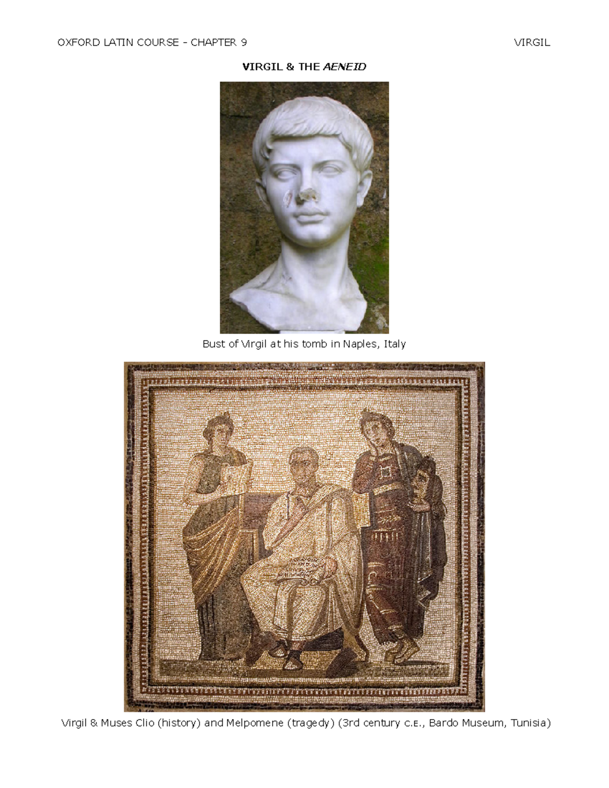 OLC Chapter 9-Vigil - OXFORD LATIN COURSE - CHAPTER 9 VIRGIL VIRGIL ...