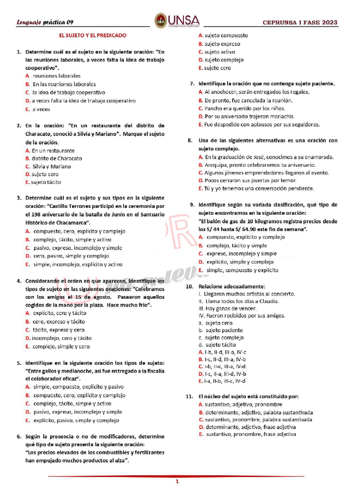 8. Práctica N° 09 Lenguaje - Ceprunsa I FASE 2023 - Química - Studocu
