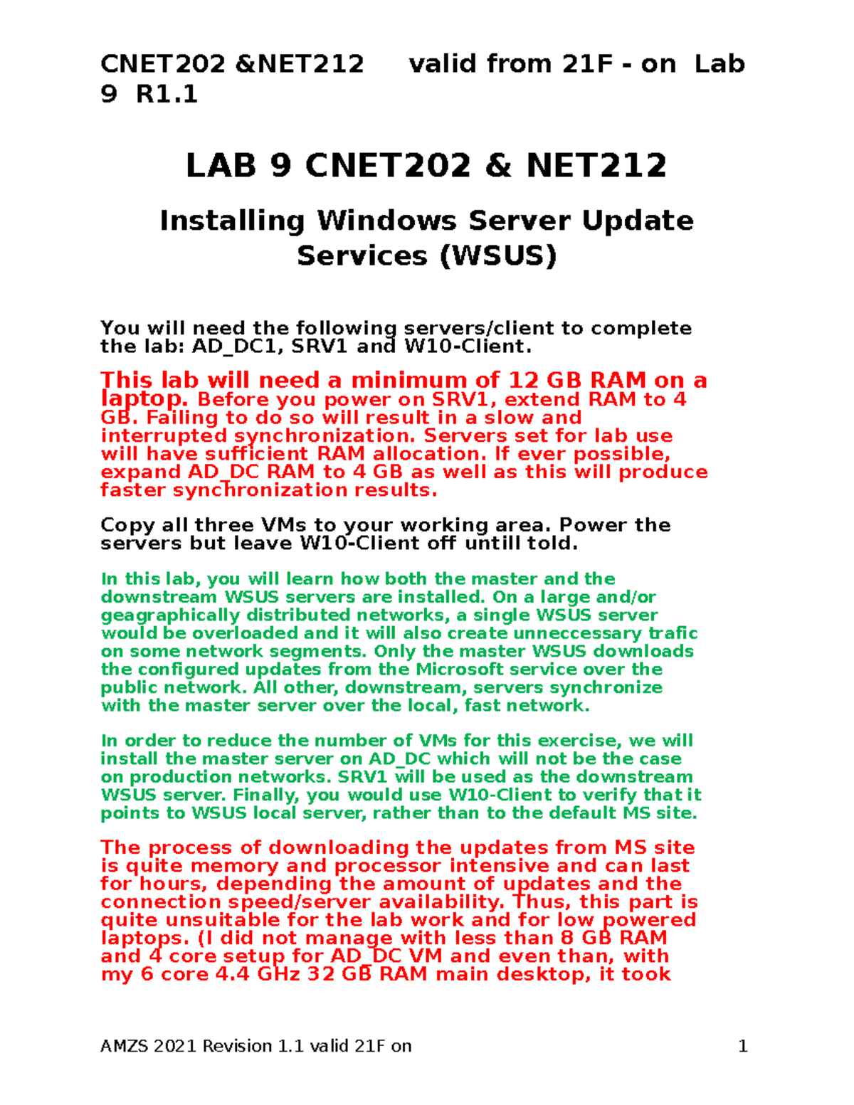 Student LAB 9 2019 - Lab - 9 R1. LAB 9 CNET202 & NET Installing Windows ...