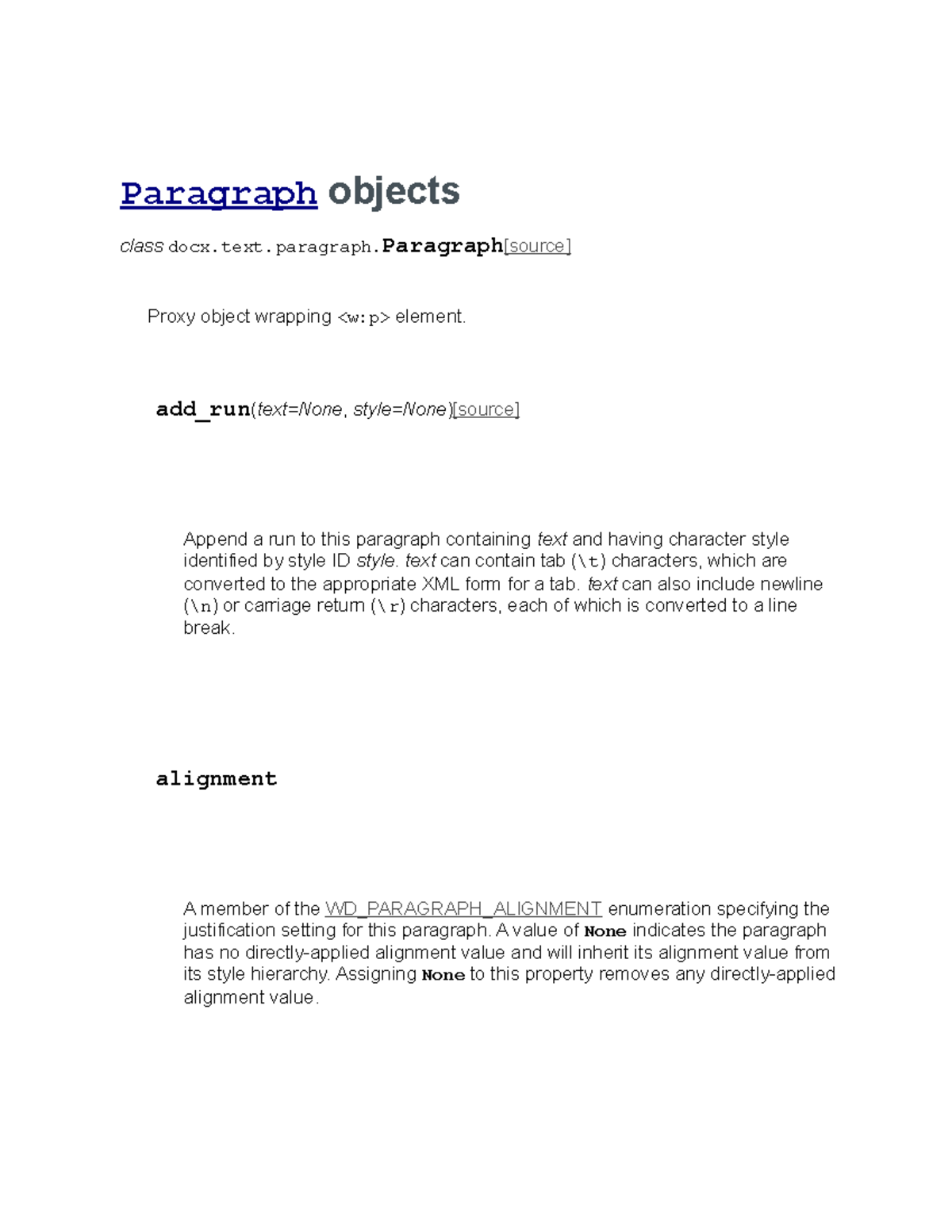 Paragraph objects for documents STC - Paragraph objects class docx.text ...