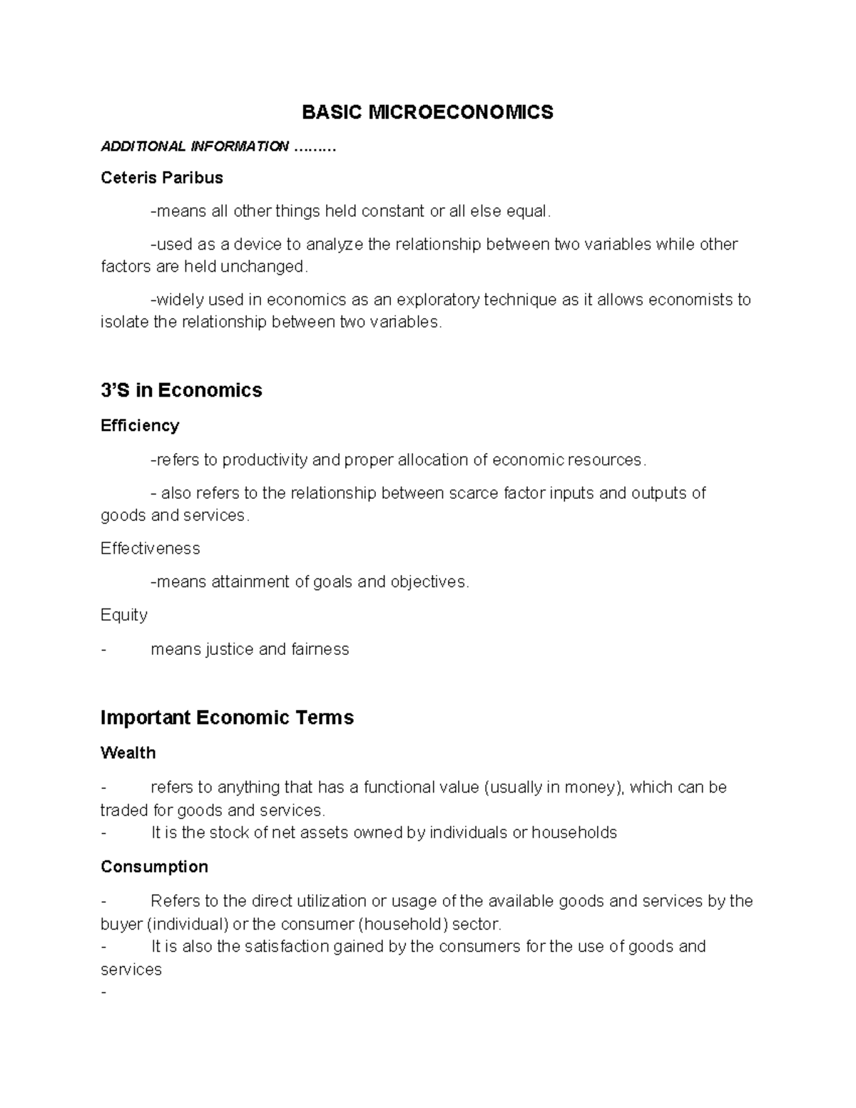 Basic Microeconomics - Additional Info - BASIC MICROECONOMICS ...