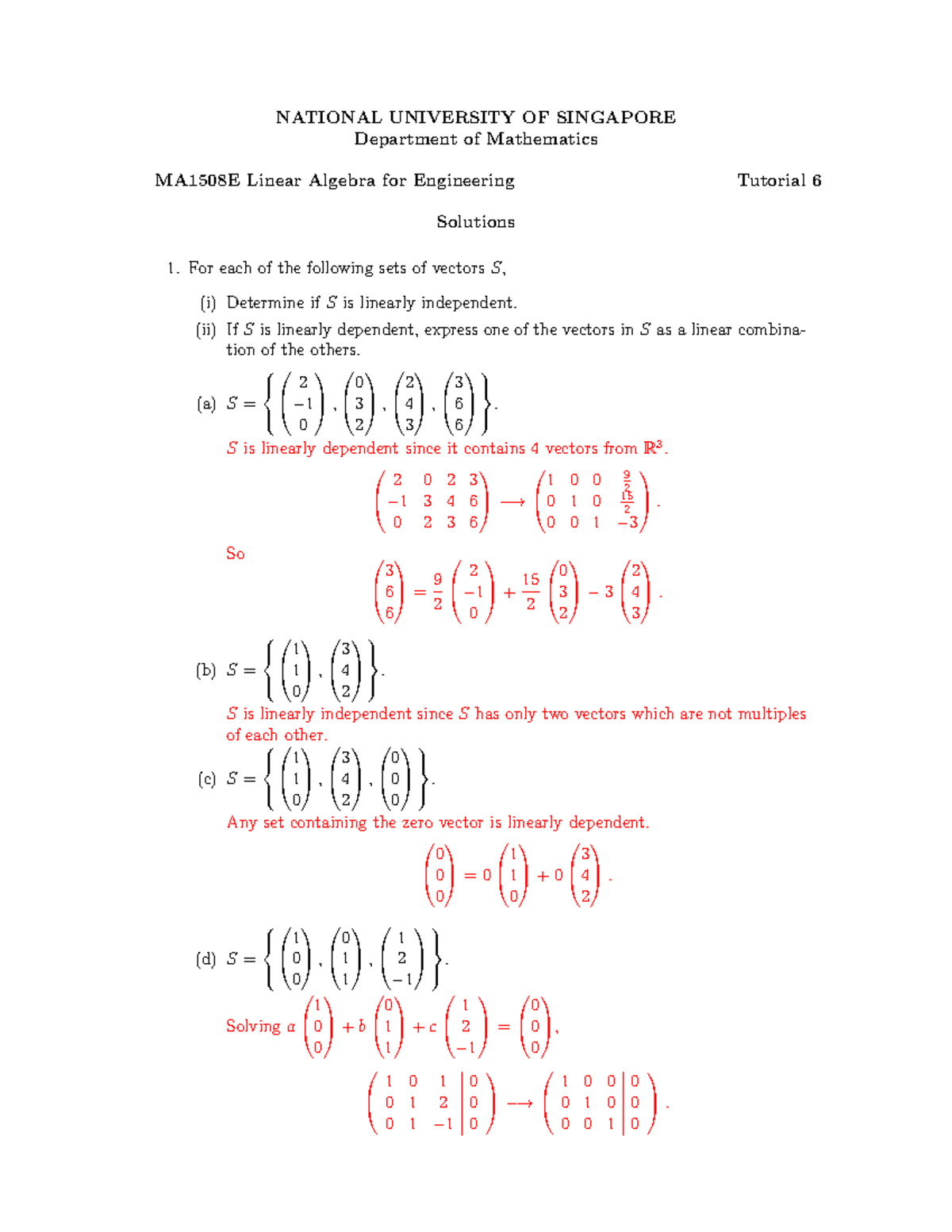 Tutorial 6(S) - NATIONAL UNIVERSITY OF SINGAPORE Department of ...