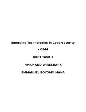C844 Task 2 - Task 2 - Student ID C844: Emerging Technologies in Cybersecurity TASK 2: WLAN AND ...
