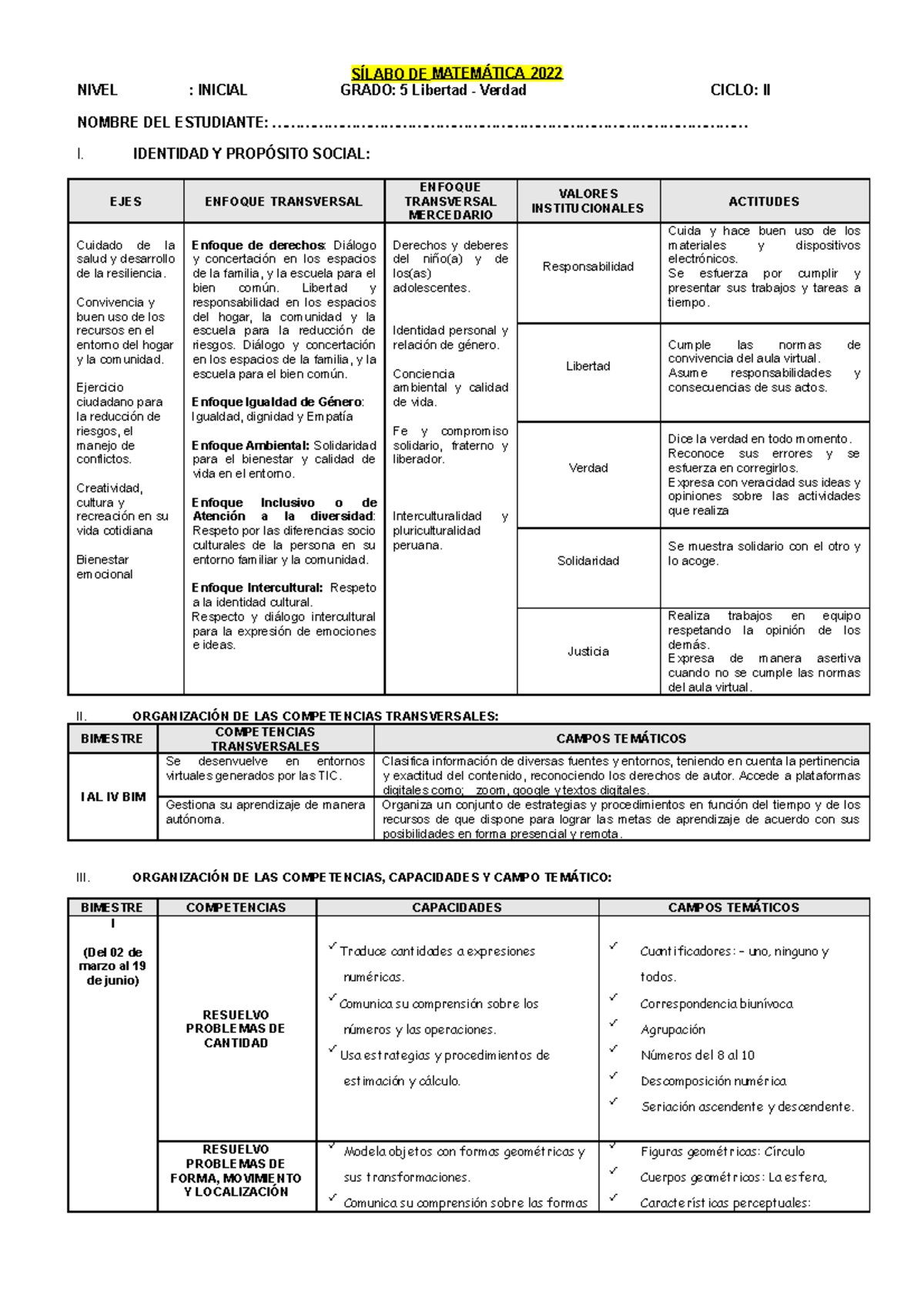 Sílabo- Inicial 5 AÑOS - silabo para 5 años para trabajar durante todo ...