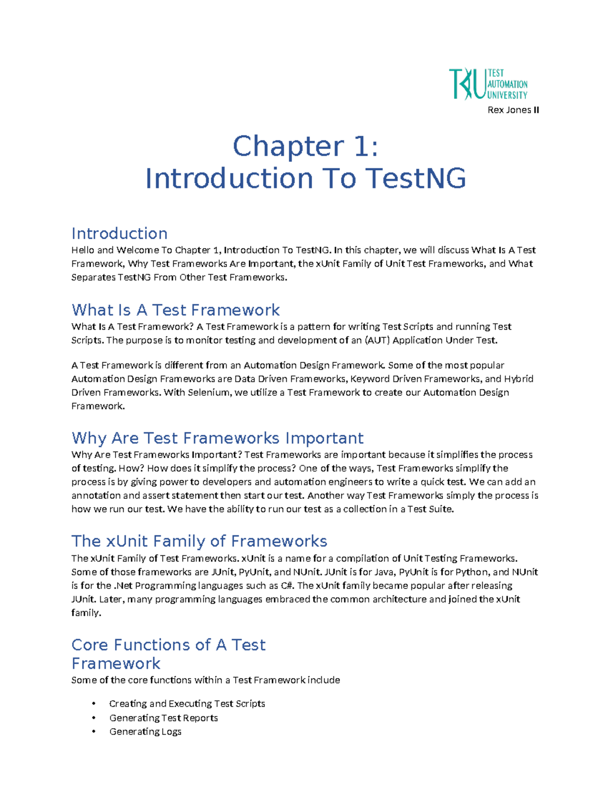 (Transcript) Chapter 1 Introduction To Test NG 0 - Rex Jones II Chapter ...