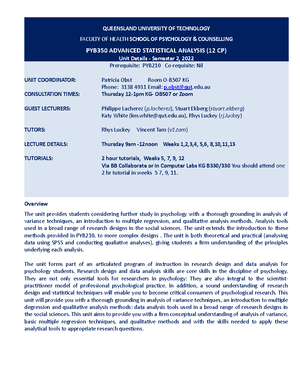 Tutorial 2-1 - PYB350 Tutorial 2: Two-Way Between Groups ANOVA Tutorial 2: TWO-WAY BETWEEN ...