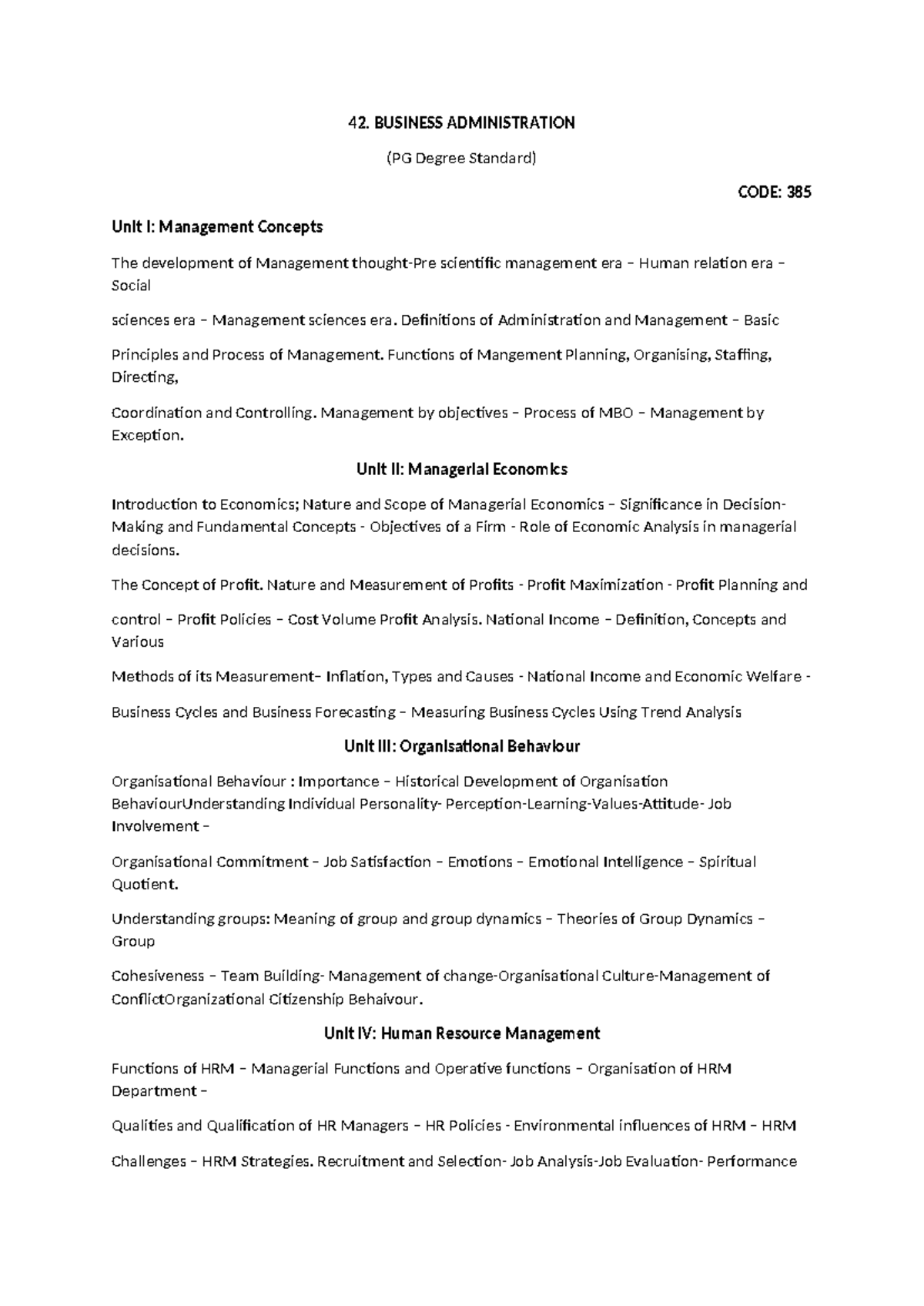 Tnpsc Business Administration Syllabus - 42. BUSINESS ADMINISTRATION ...