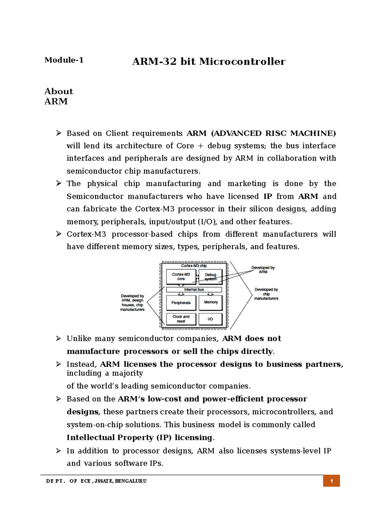 Module 1 Notes SLS - I want to learn more things - Module- About ARM ...