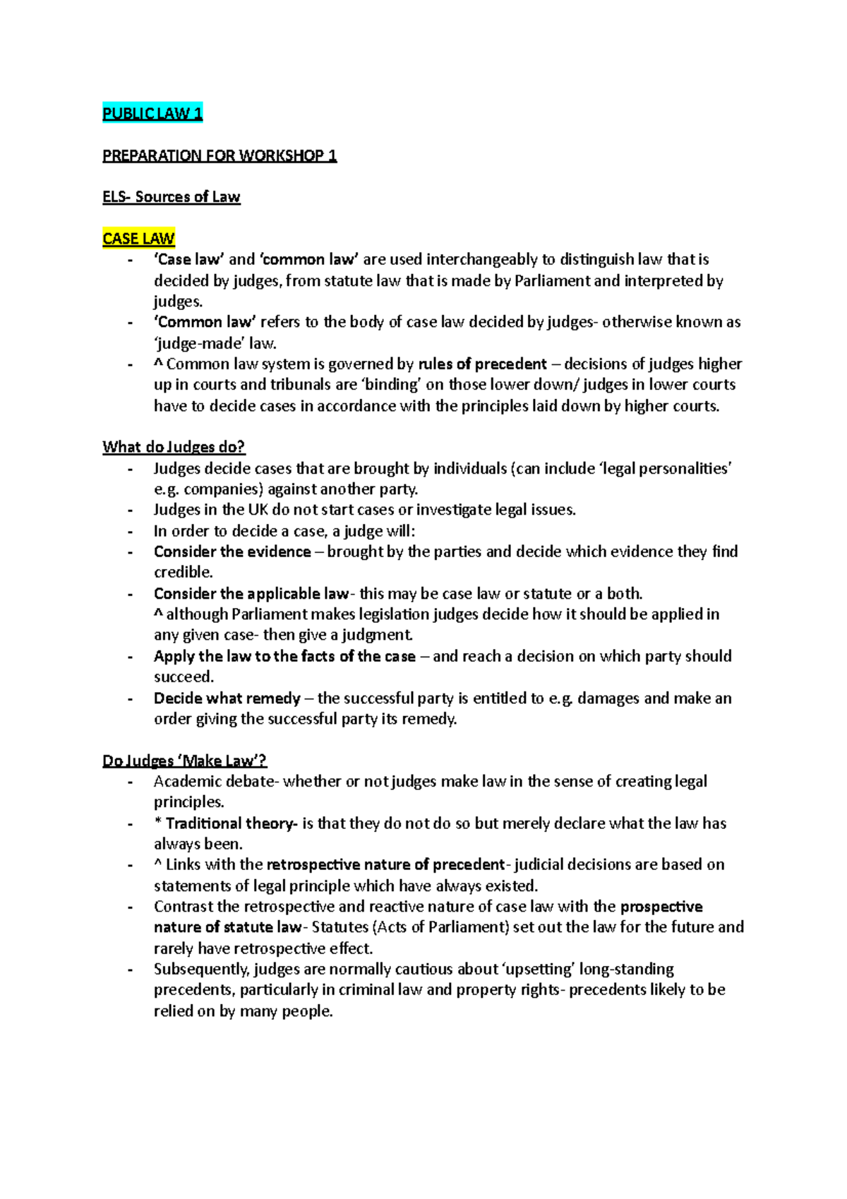 ELS Sources- Case Law - ELS - PUBLIC LAW 1 PREPARATION FOR WORKSHOP 1 ...
