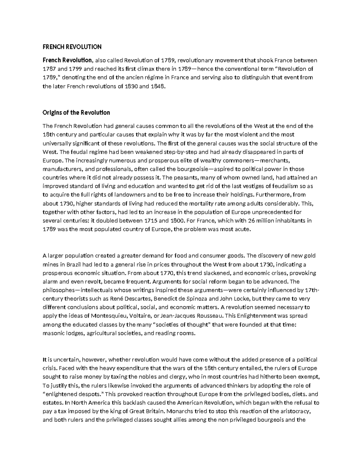 French Revolution - science - FRENCH REVOLUTION French Revolution, also ...