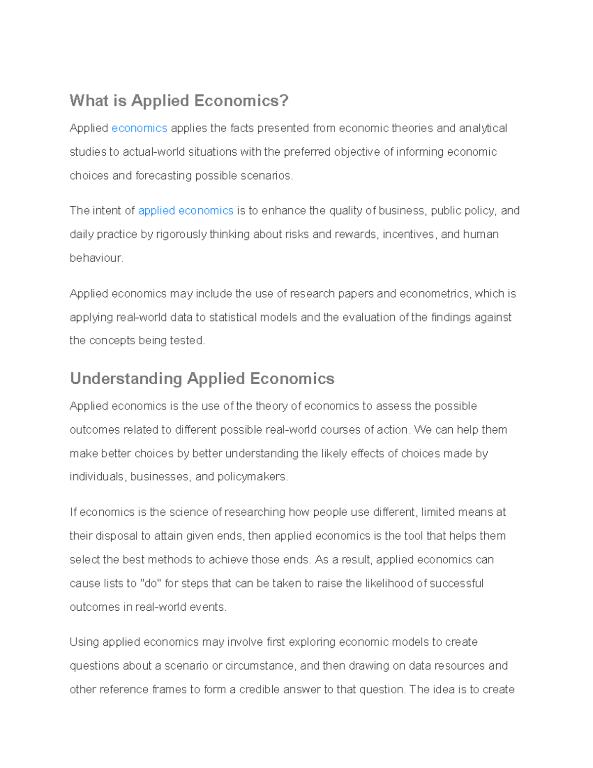 Understanding Applied Economics - What is Applied Economics? Applied ...