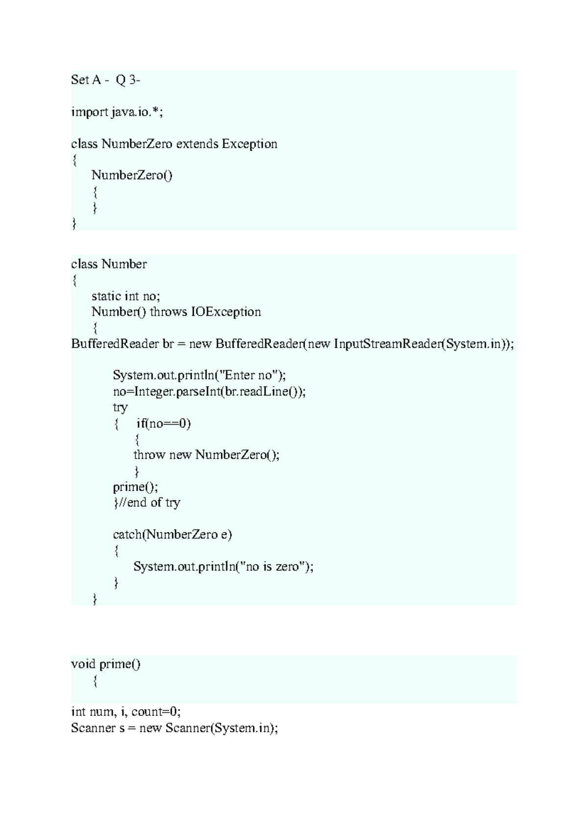 Ass3 - operating system - Set A - Q 3- import java.*; class NumberZero ...