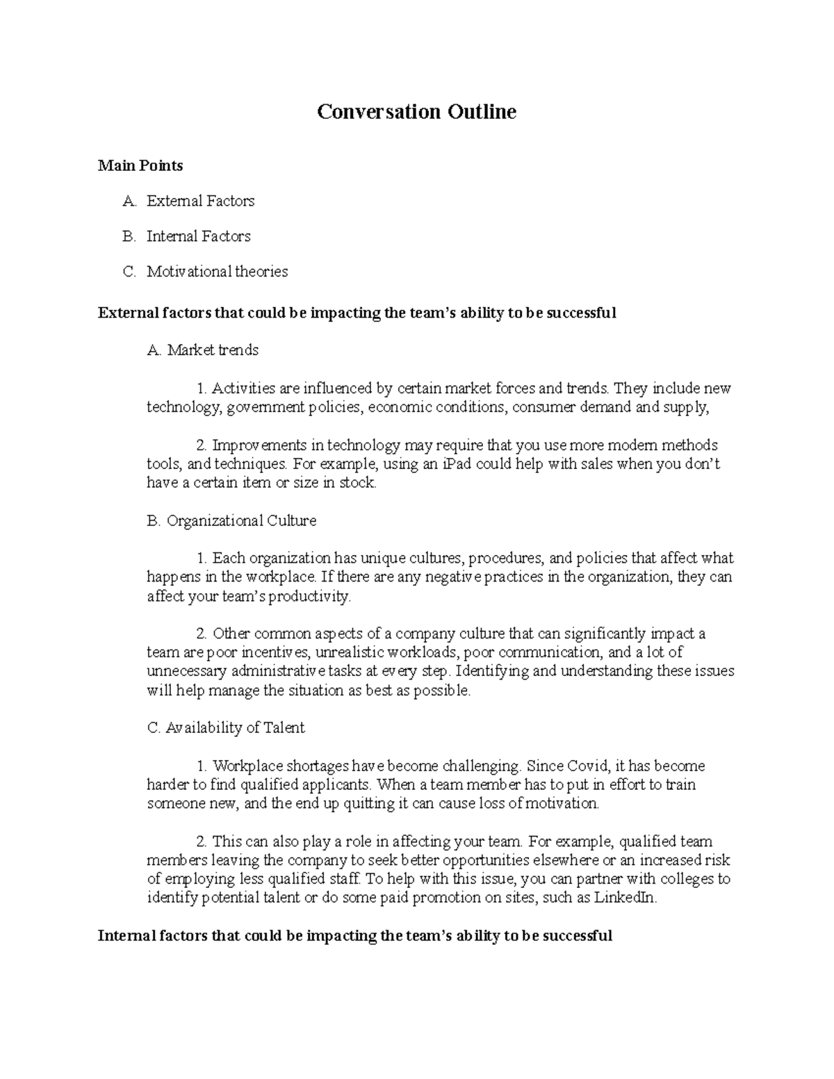 Jgriffindavis motivation 082023 - Conversation Outline Main Points A ...