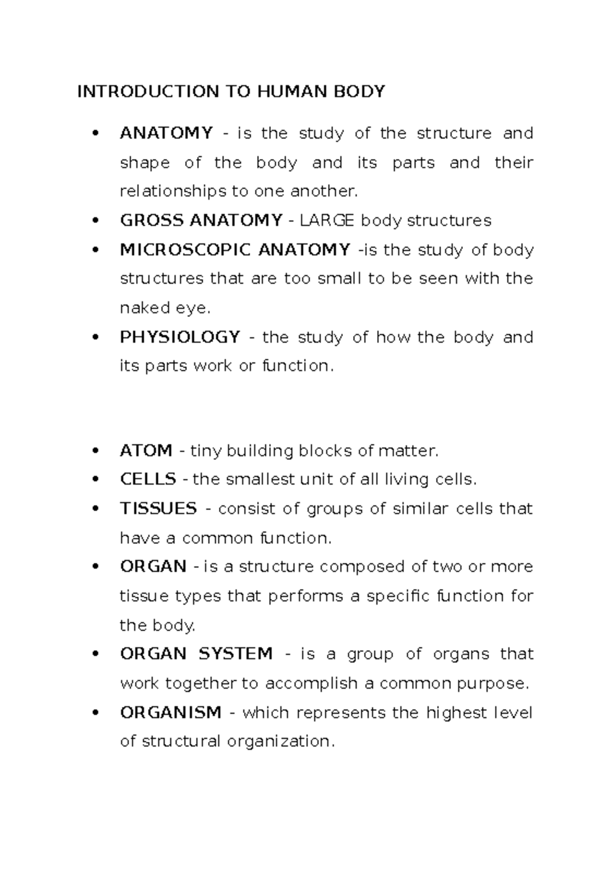 PURC Lecture - INTRODUCTION TO HUMAN BODY ANATOMY - is the study of the ...