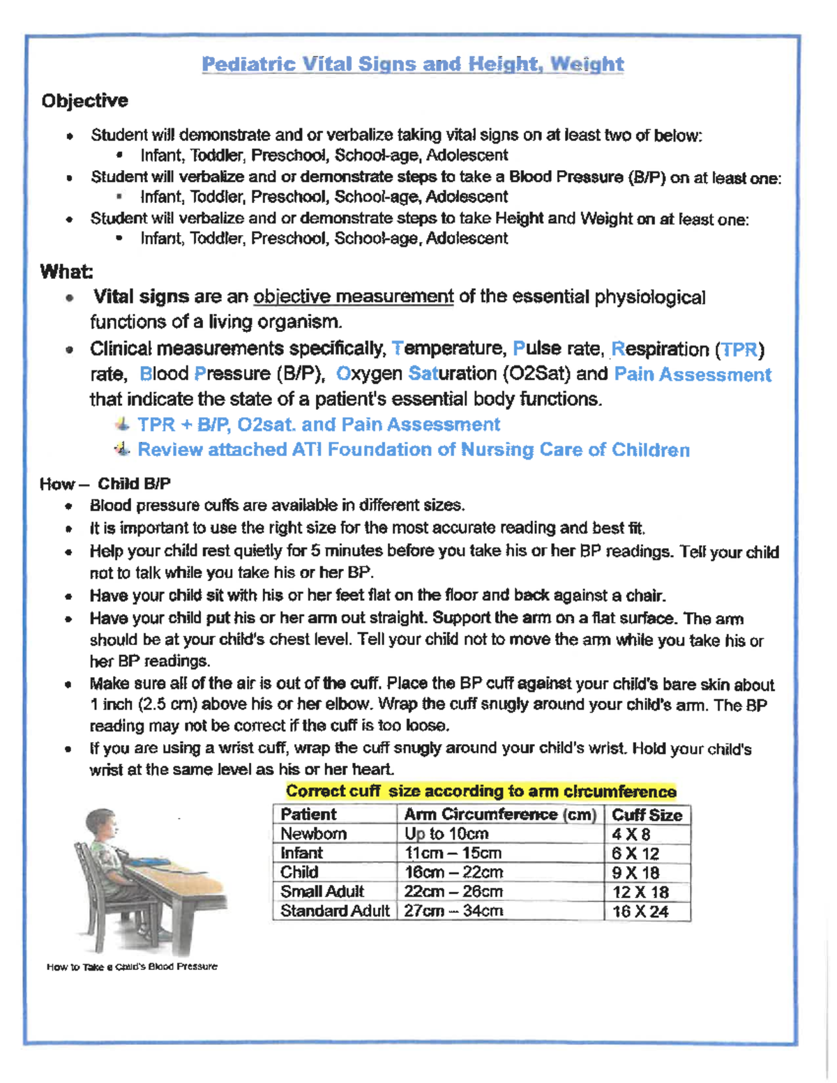 Pediatrics Skills Lab - study guide - VOCN300 - Studocu