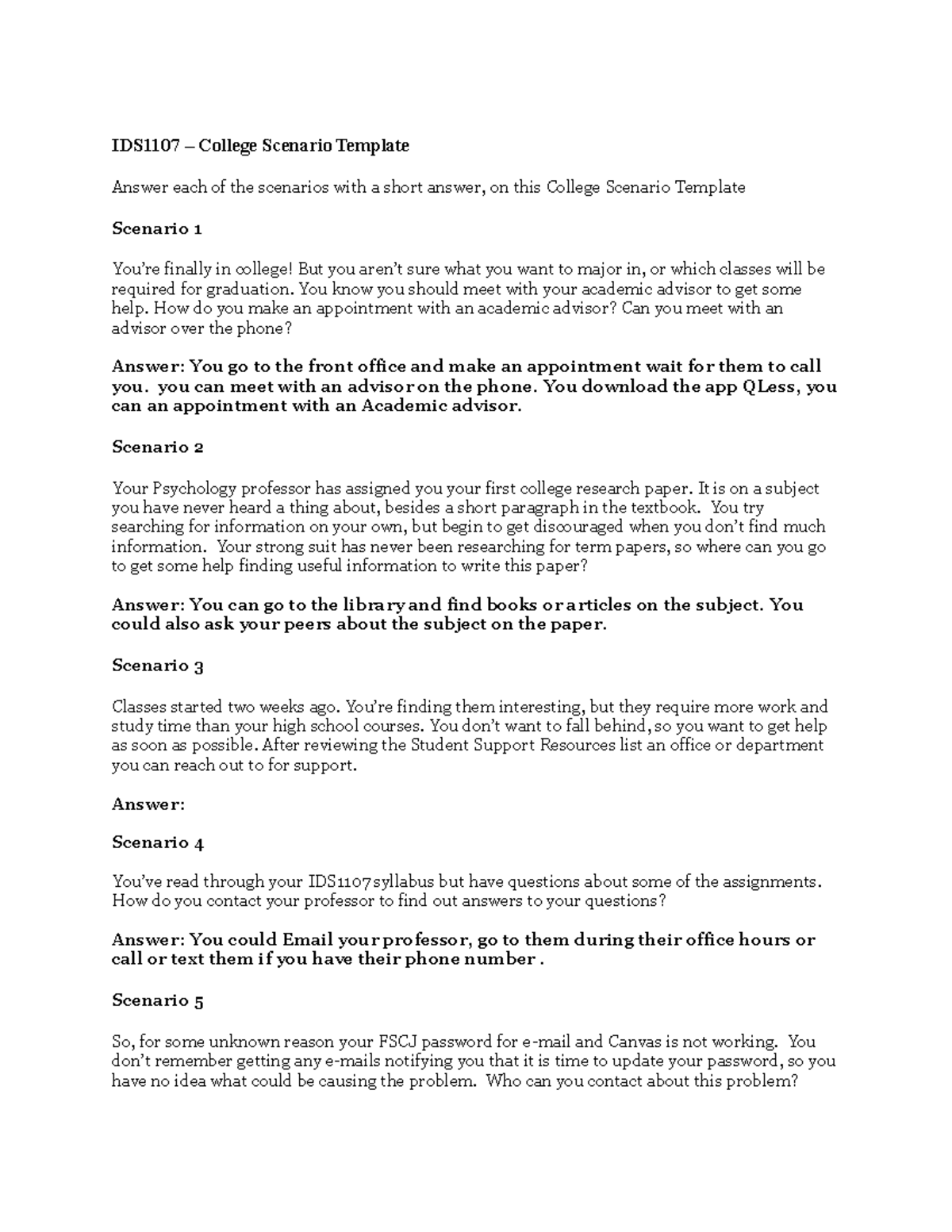 IDS1107 College Resource Scenario - IDS1107 – College Scenario Template ...