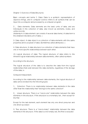 Summary of data structure knowledge - Summary of data structure knowledge Chapter 1 Introduction ...