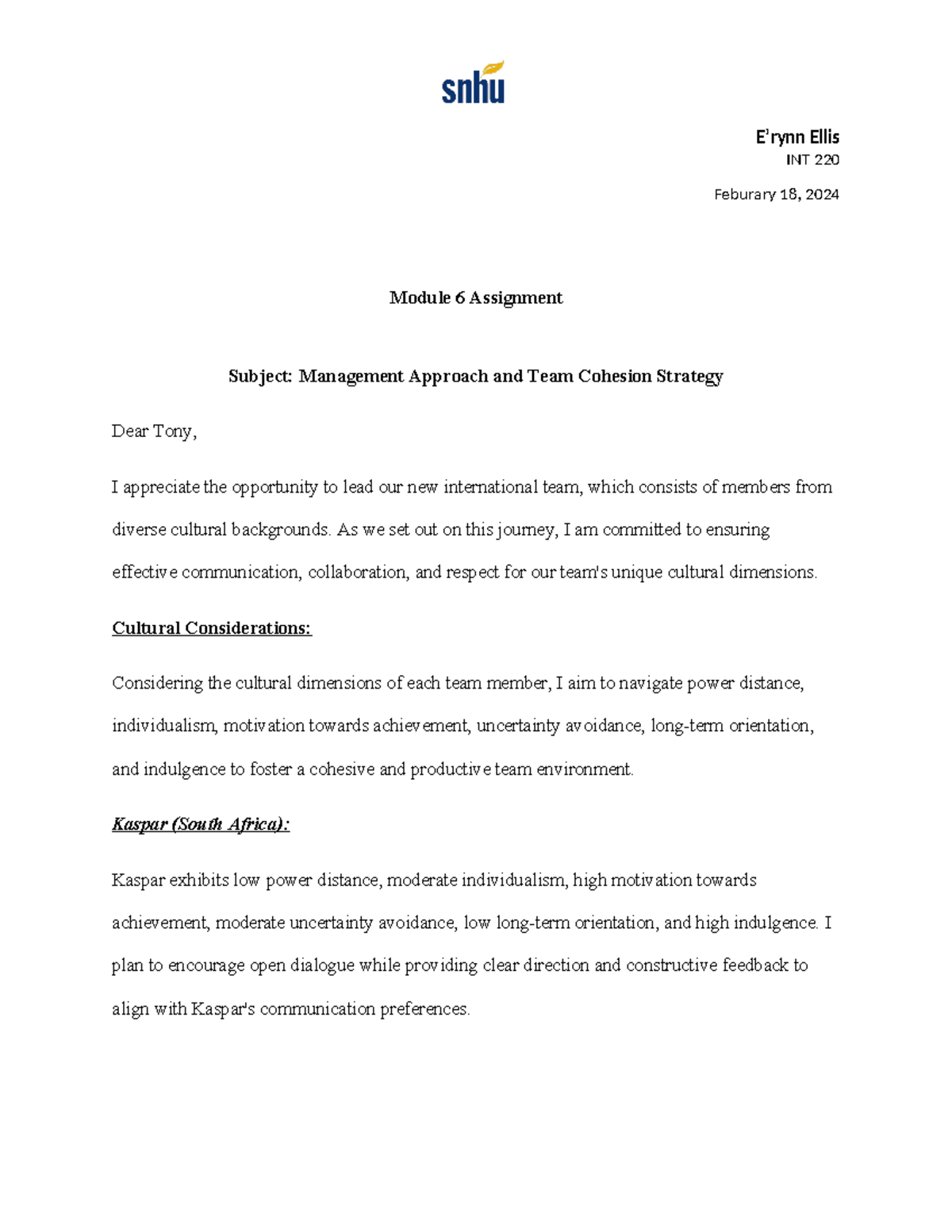 Module 6 Assignment Erynn Ellis Int 220 Feburary 18 2024 Module 6 4457