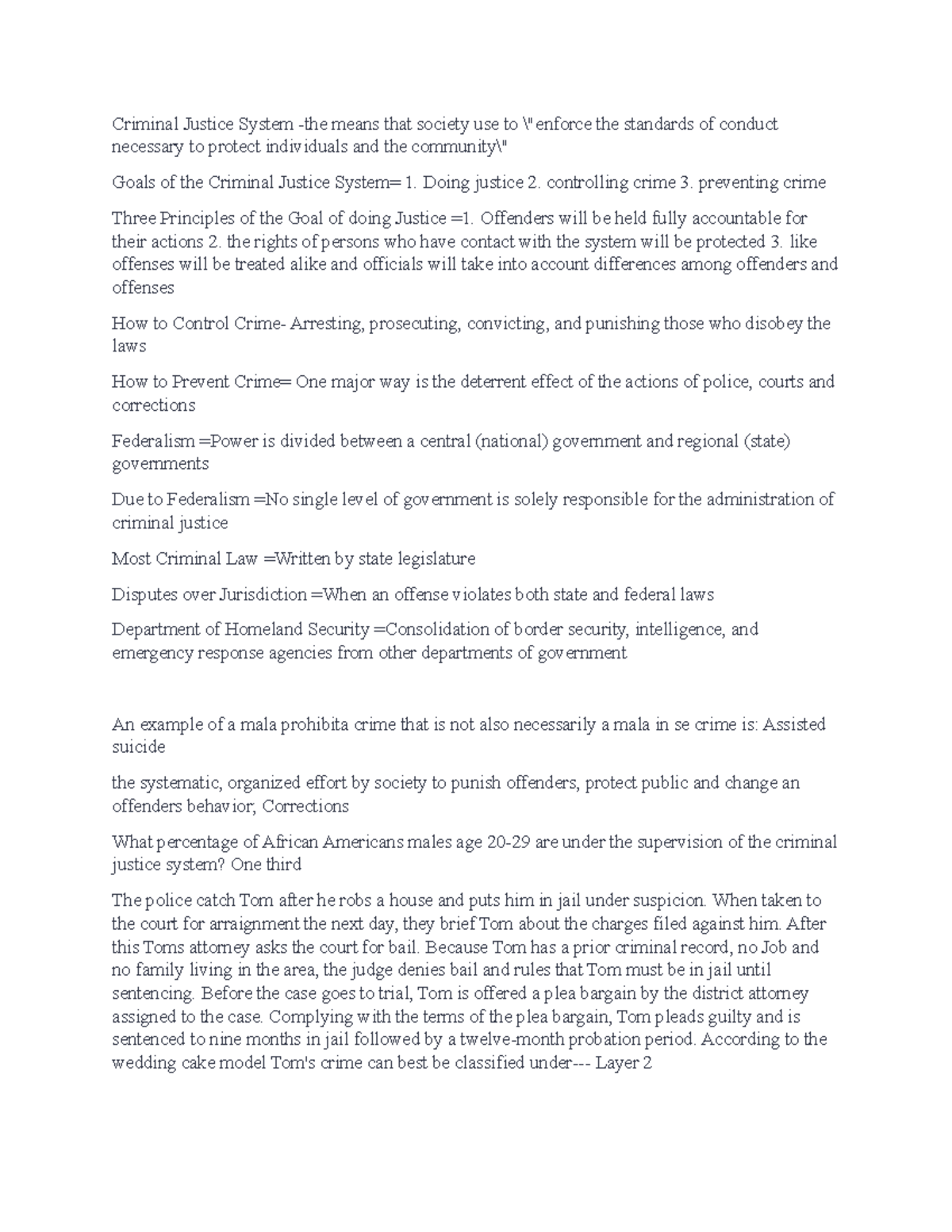 Crim Jus Quiz - Introduction lessons to Criminal Justice - Criminal ...