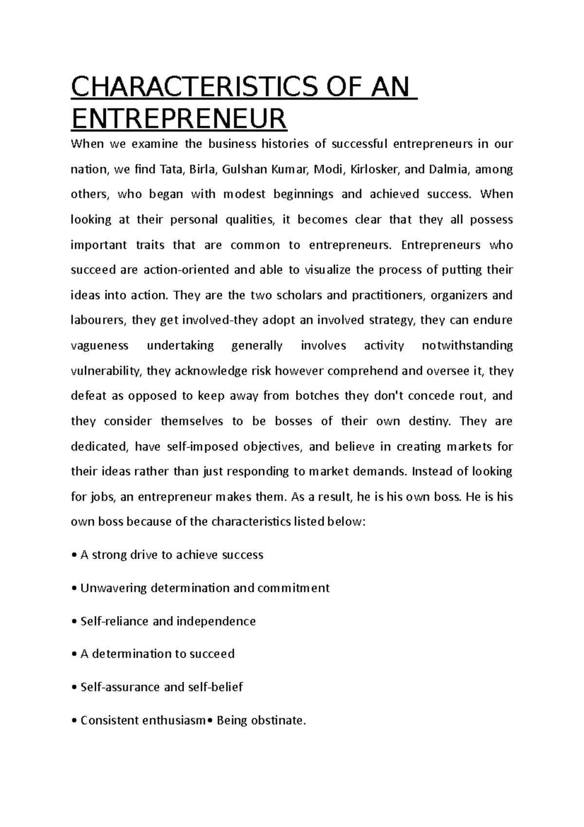 Characteristics OF AN Entrepreneur - CHARACTERISTICS OF AN ENTREPRENEUR ...