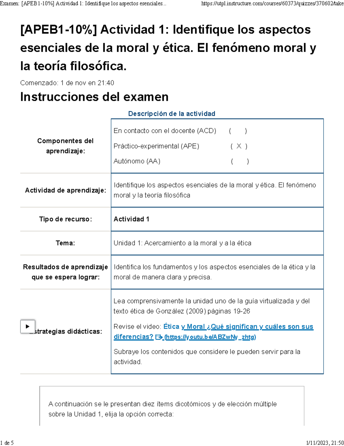 [APEB 1-10%] Actividad 1 Identifique los aspectos esenciales de la ...