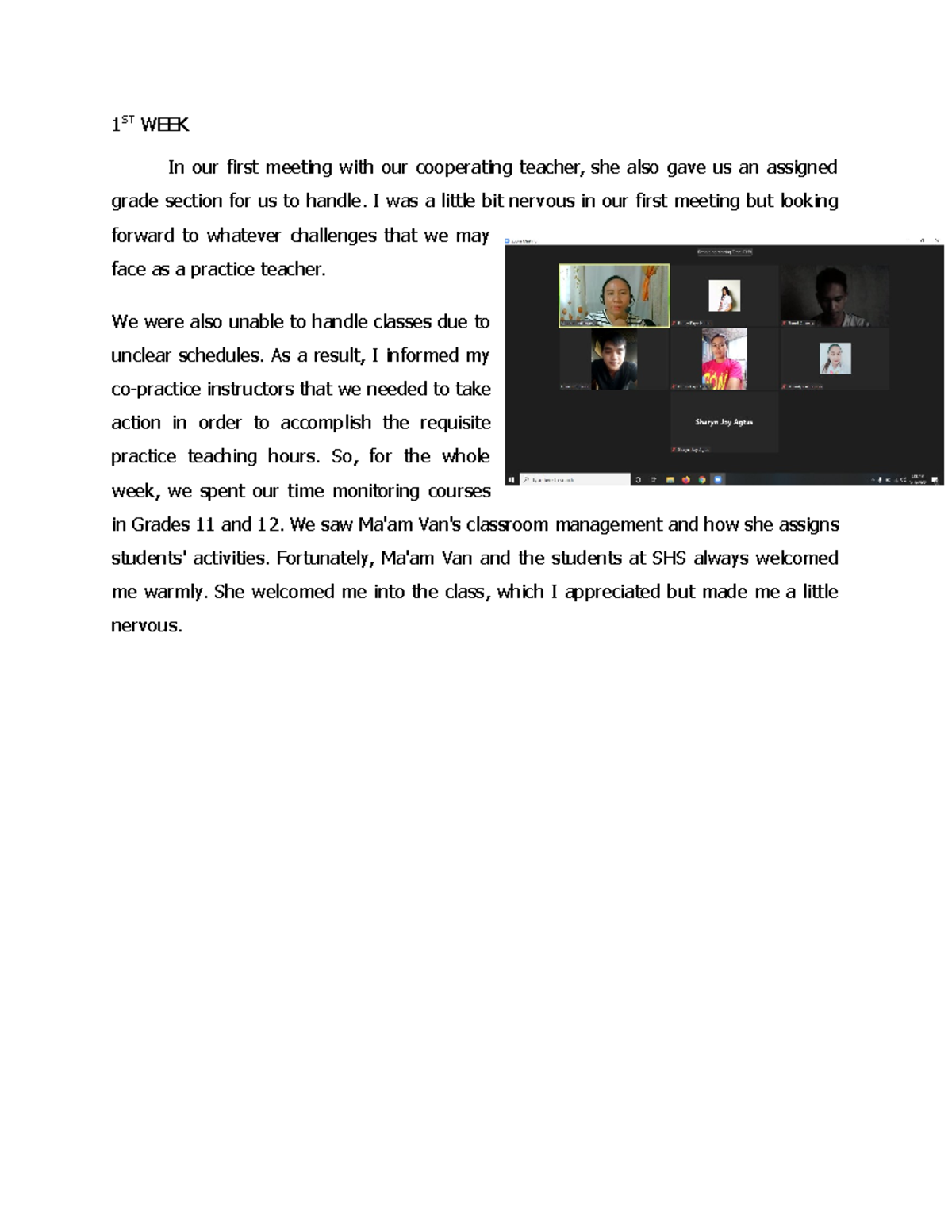 1ST-WEEK - for practice teaching journal - 1 ST WEEK In our first ...