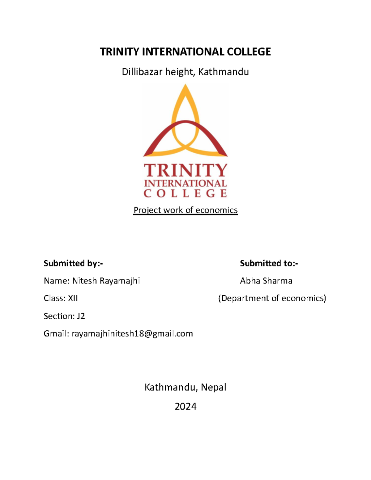 Eco project - Summary Business studies - TRINITY INTERNATIONAL COLLEGE ...