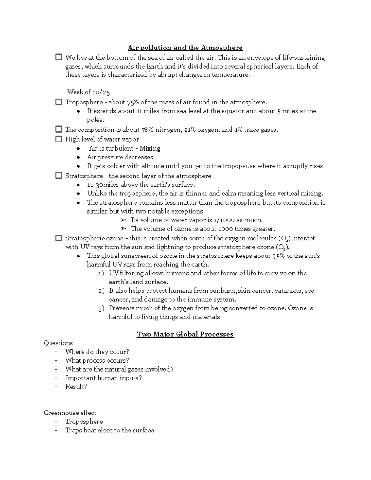 Enviromental Notes pt 10 - Air pollution and the Atmosphere We live at ...