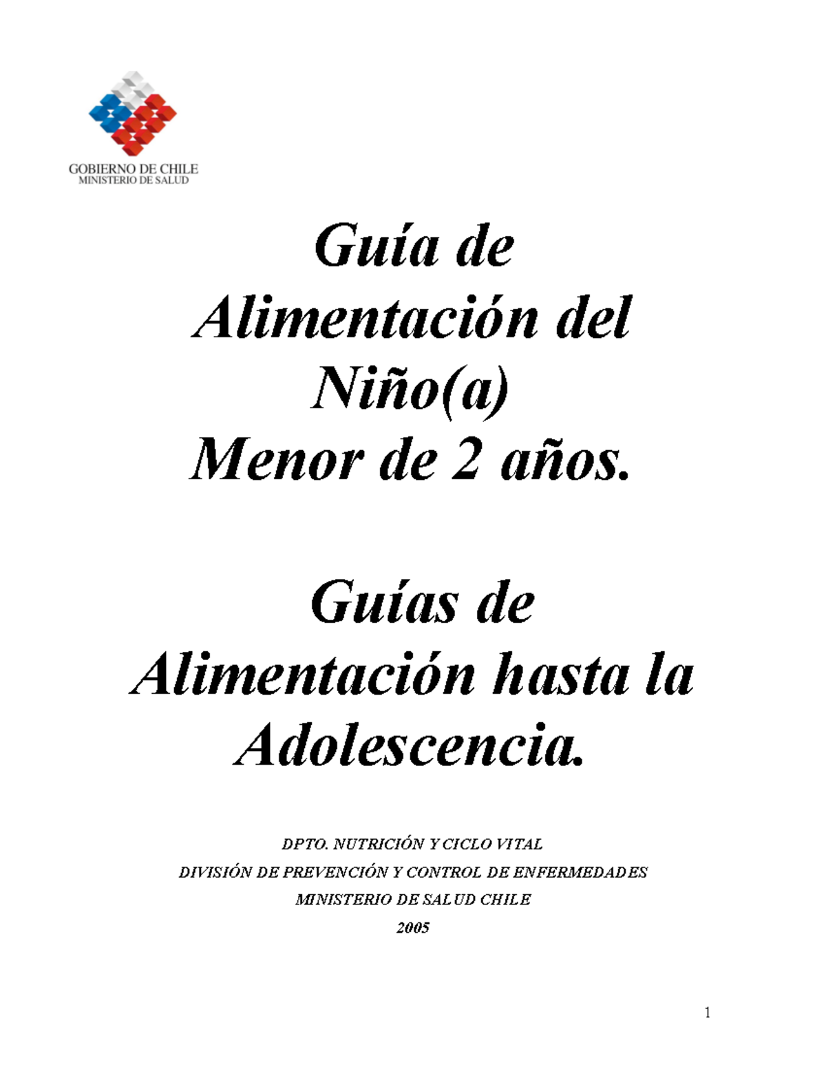 Guia Alimentacion - Guia - Guía de Alimentación del Niño(a) Menor de 2 ...