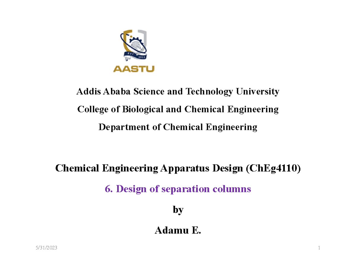 Chapter 6 - Lecture - Addis Ababa Science and Technology University College of Biological and ...