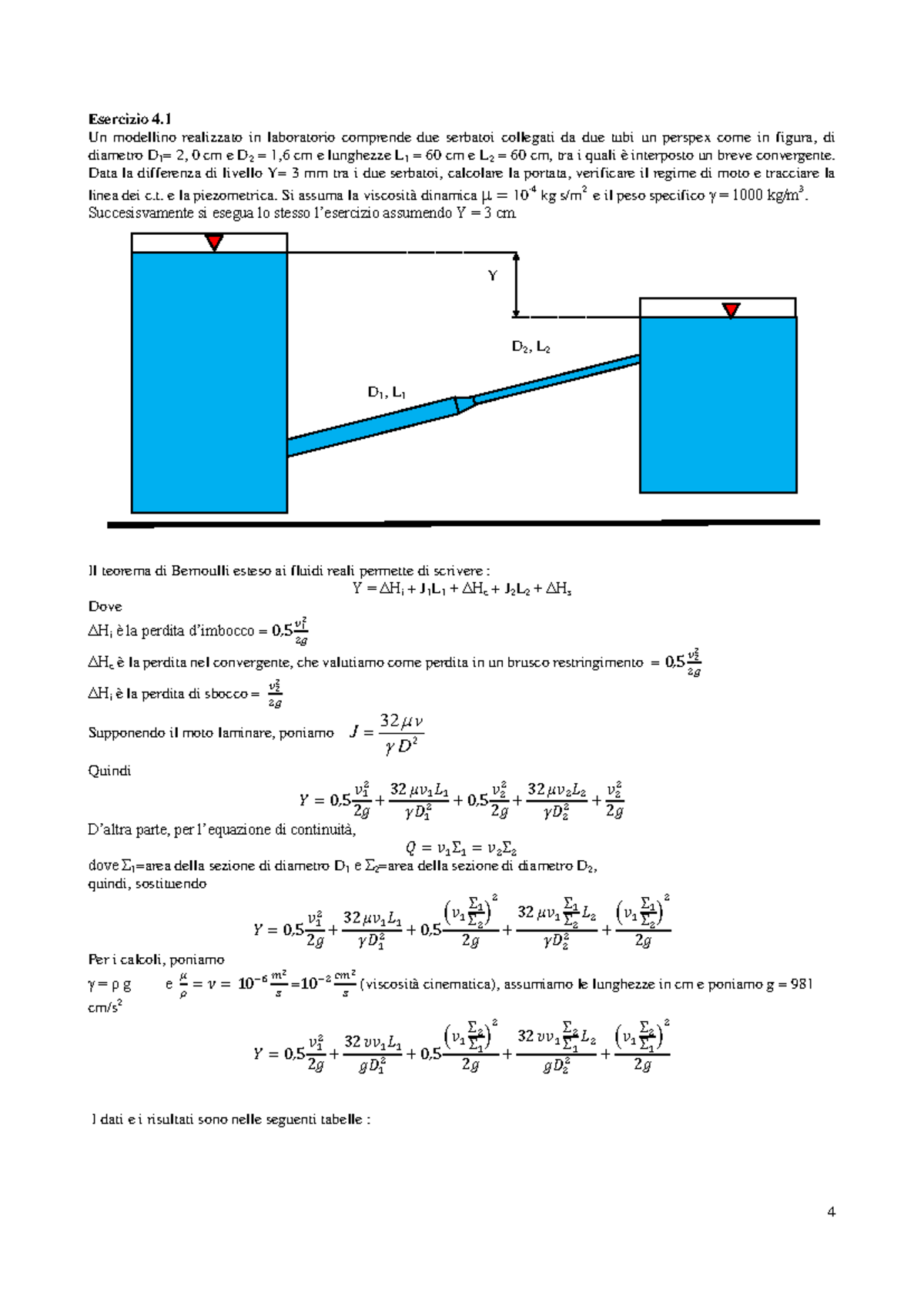 Esercizi 4-fluidi reali - ####### Esercizio 4. ####### Un modellino ...
